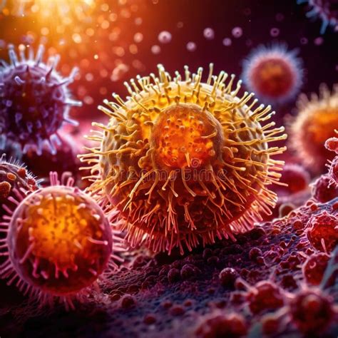 Microscopic Medical Scientific Illustration Of Bacteria Virus And Other