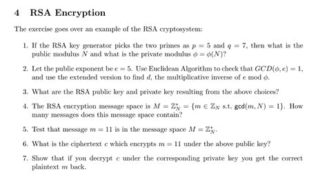solved 4 rsa encryptioin the exercise goes over an example