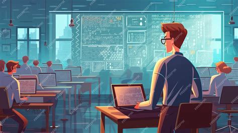 Premium Photo Teacher In The Programming Classroom Taking Students