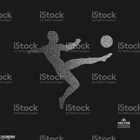 축구 선수 공입니다 사람의 그림자는 점선된입니다 벡터 일러스트입니다 Championship에 대한 스톡 벡터 아트 및 기타