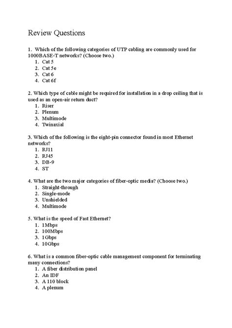 Network Media Types Review Questions Review Questions Which Of The