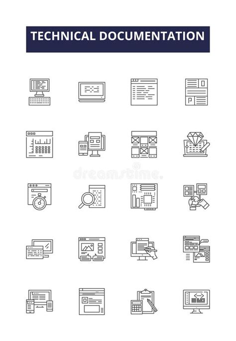 Technical Documentation Line Vector Icons And Signs Guide Help