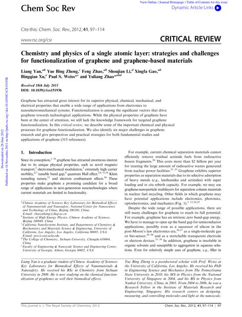 Pdf Cheminform Abstract Chemistry And Physics Of A Single Atomic Layer Strategies And
