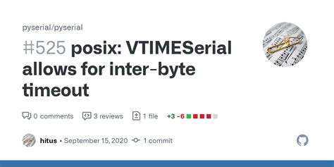 Posix Vtimeserial Allows For Inter Byte Timeout By Hitus · Pull Request 525 · Pyserial
