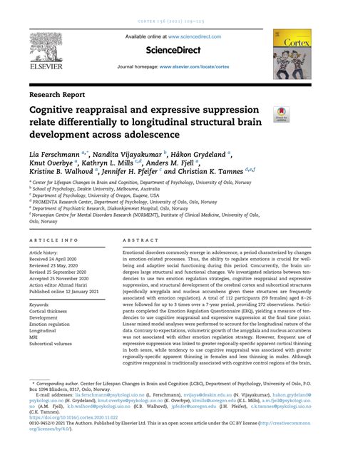 Pdf Cognitive Reappraisal And Expressive Suppression Relate Differentially To Longitudinal