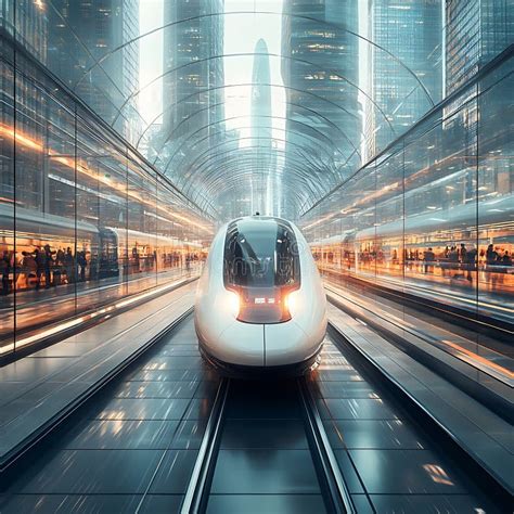 An Advanced Transportation Hub Featuring High Speed Trains Stock Illustration Illustration Of