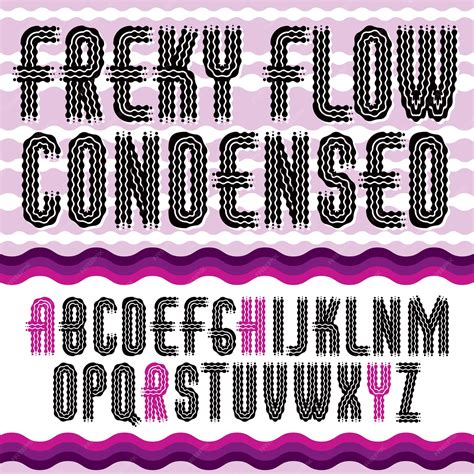 벡터 펑키 대문자 영어 알파벳 문자 컬렉션입니다 둥근 굵은 복고풍 70년대 글꼴 로고 디자인에 사용하기 위한 타이프스크립트 흐르는 물결 모양의 선을 사용하여