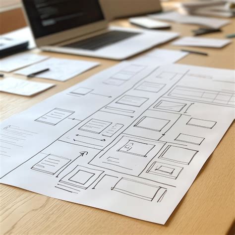 User Flow Diagram With Wireframes Showing Different Steps Premium Ai Generated Image