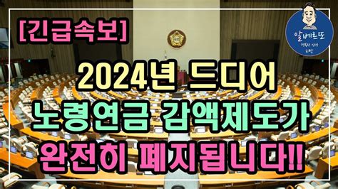 긴급속보 2024년 드디어 노령연금감액제도가 완전히 폐지됩니다 지금 바로 확인하세요 기초 연금 수급대상 기초 연금 준비방법 노령 연금 수급자격 Youtube