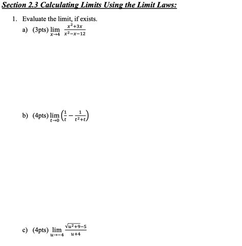 Solved Section 23 Calculating Limits Using The Limit Laws