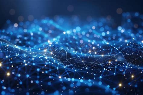 Abstract Blue Background With Glowing Connection Lines And Dots For