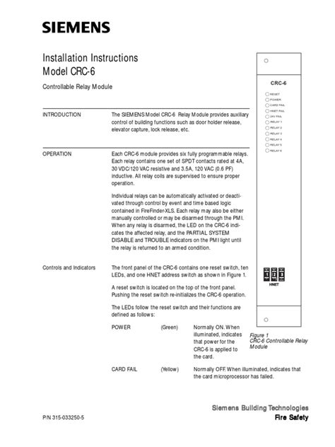 Installation Instructions Model Crc 6 Controllable Relay Module Pdf Relay Electrical