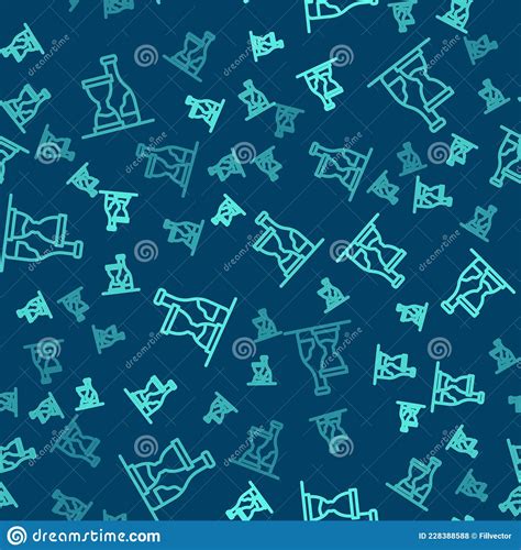 Green Line Bottle Of Wine Icon Isolated Seamless Pattern On Blue Background Wine Aging Stock