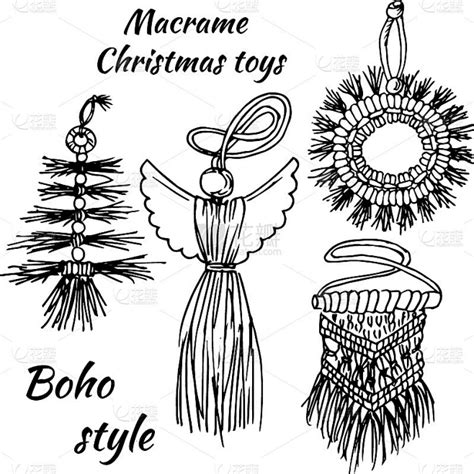 套流苏波西米亚风格的流苏圣诞装饰涂鸦草图素材 花瓣网