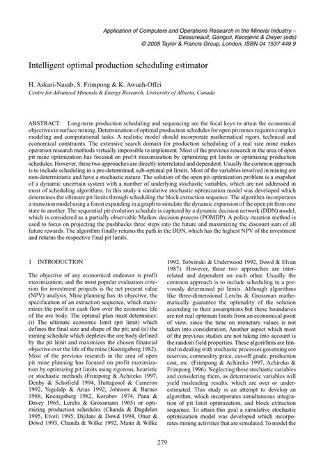 Pdf Intelligent Optimal Production Scheduling Estimator