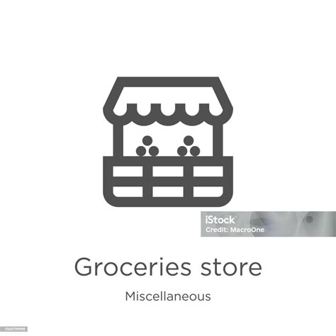 식료품 저장 기타 컬렉션에서 아이콘 벡터 얇은 라인 식료품 점 개요 아이콘 벡터 일러스트 레이 션 웹 사이트 디자인 및 모바일 앱 개발을 위한 개요 얇은 라인 식료품 점