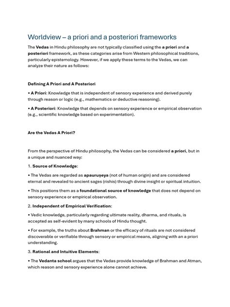 A Priori And A Posteriori Frameworks Pdf A Priori And A Posteriori Empirical Evidence