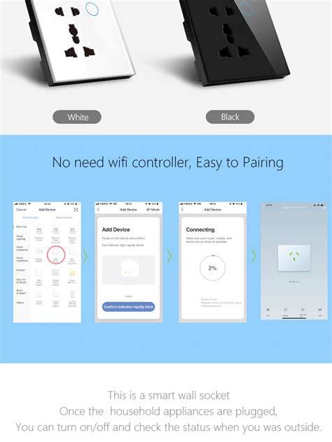 WIFI Smart Wall Socket A With Control Switch Crystal Tempered Glass Panel SmarThingx