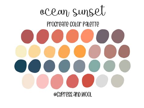 Ocean Sunset Procreate Color Palette Color Swatches Ipad Etsy Australia