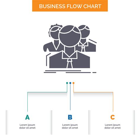 Group Multiplayer People Team Online Business Flow Chart Design With 3 Steps Glyph Icon For