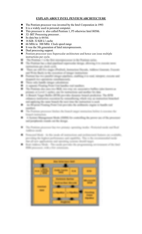 Solution Intel Pentium Architecture Studypool