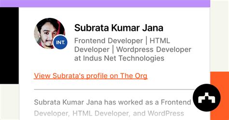 Subrata Kumar Jana Frontend Developer Html Developer Wordpress Developer At Indus Net