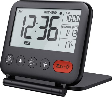 Noklead Digital Travel Alarm Clock Mini Portable Lcd Display Clock With Backlight Calendar