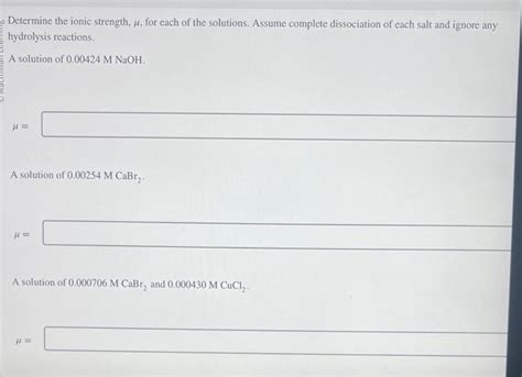 Solved Determine The Ionic Strength μ For Each Of The