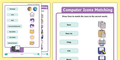 Ks1 Computer Icons Matching Worksheet Twinkl Computing Ks1 Computer Icons Matching Worksheet Twinkl Computing