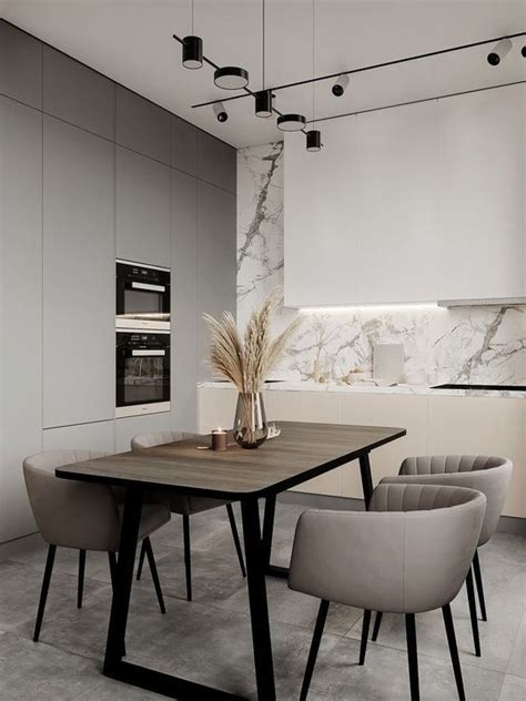 Современный дизайн кухни в серых тонах