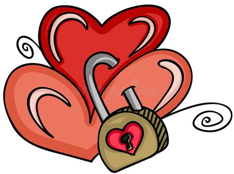 Two Hearts Locked Together Stock Illustration Illustration Of Cupid