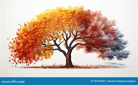 Season Change On Tree Represent Change Time Through Year Stock Illustration Illustration Of