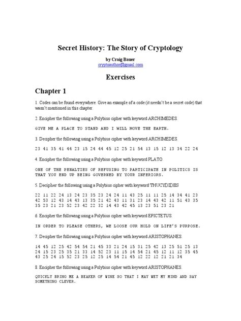 Open Cryptography Exercises For Chapters 1 Through 6 Pdf