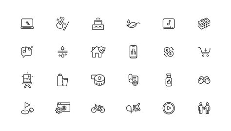 Set Of Thin Line Lifestyle And Entertainment Icon Set Simple Outline Icons Collection Pixel