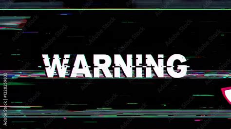 Warning Text Pulses In Digital Void Static Camera Position With RGB Splitting Effect