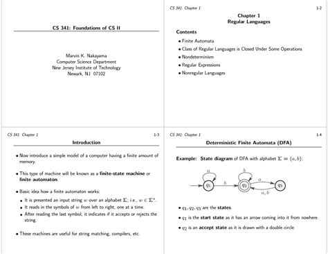 NJIT Chapter 1 Handout CS 341 Foundations Of CS II Marvin K