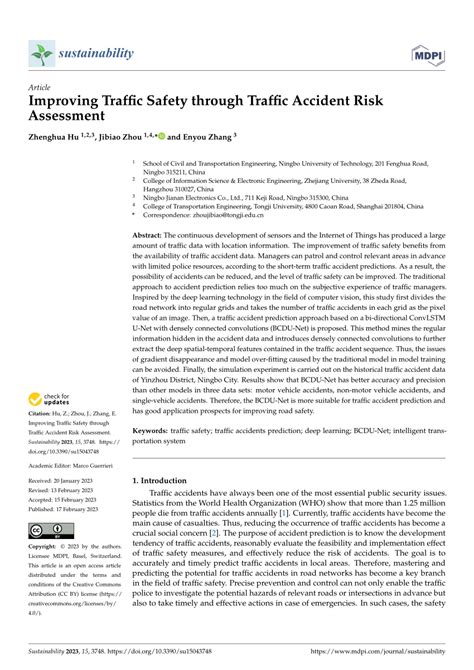 Pdf Improving Traffic Safety Through Traffic Accident Risk Assessment