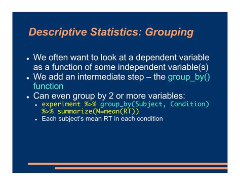 Mixed Effects Models Descriptive Statistics Ppt