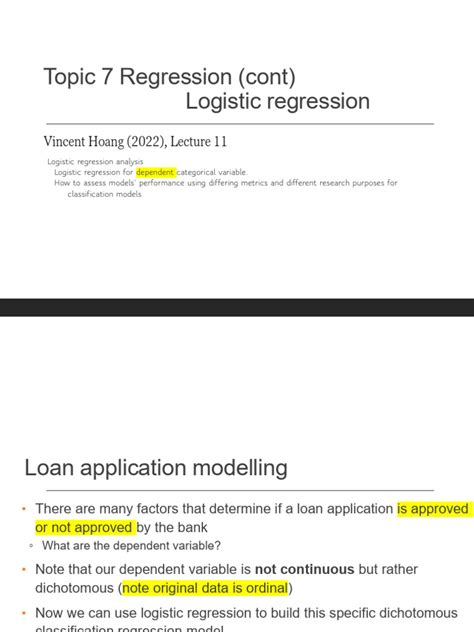 Topic 7 Regression Cont2 Logistic Regression Pdf Logistic