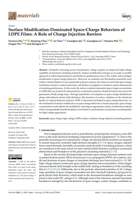 Pdf Surface Modification Dominated Space Charge Behaviors Of Ldpe Films A Role Of Charge