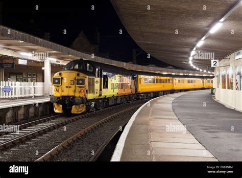 Colas Rail Freight Class 37 Diesel Locomotive At Carnforth With The Network Rail Plain Line