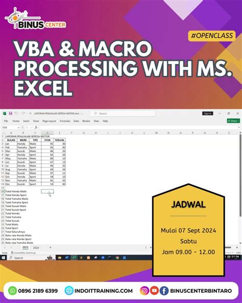 kursus vba and macro processing with ms excel binus center bintaro
