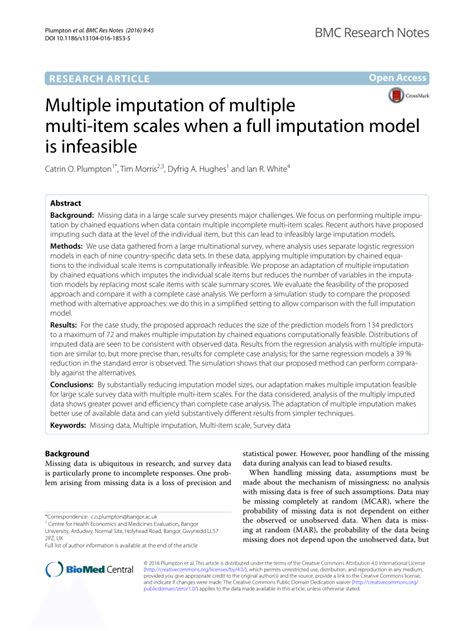 pdf multiple imputation of multiple multi item scales when a full