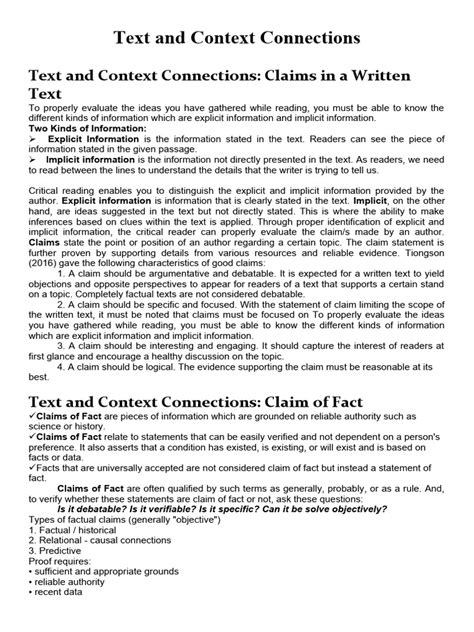 Text And Context Connections Pdf Information Policy
