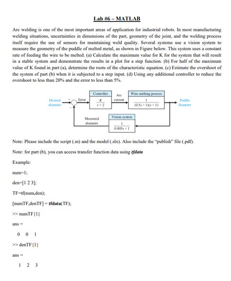 Solved Lab 6 Matlab Arc Welding Is One Of The Most