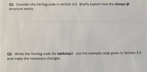Solved Q1 Consider The Verilog Code In Section 30 Briefly