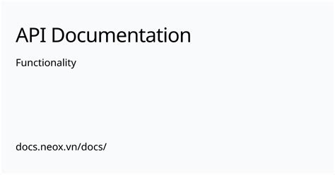 Functionality Api Documentation