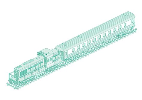 Premium Vector Isometric Locomotive With Passenger Railroad Car