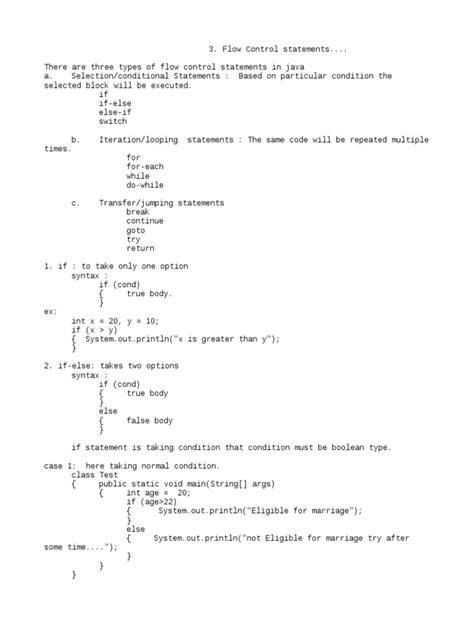 Flowcontrol Statements Pdf Computing Computer Engineering