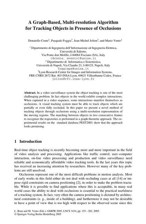 Pdf A Graph Based Multi Resolution Algorithm For Tracking Objects In